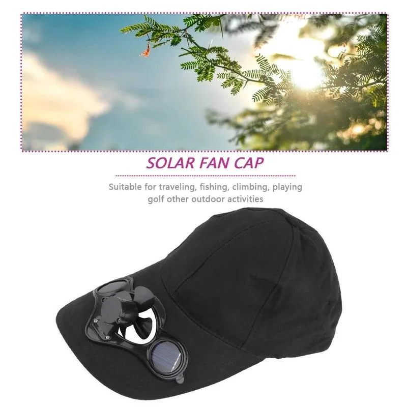 Air Cool Fan Hat Cap with Solar Sun Power Cool Fan for Cycling Energy ...