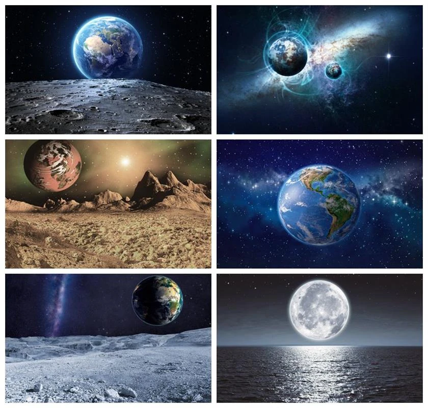 Laeacco Universe Photophone Space Earth Moon Astronaut Photography ...