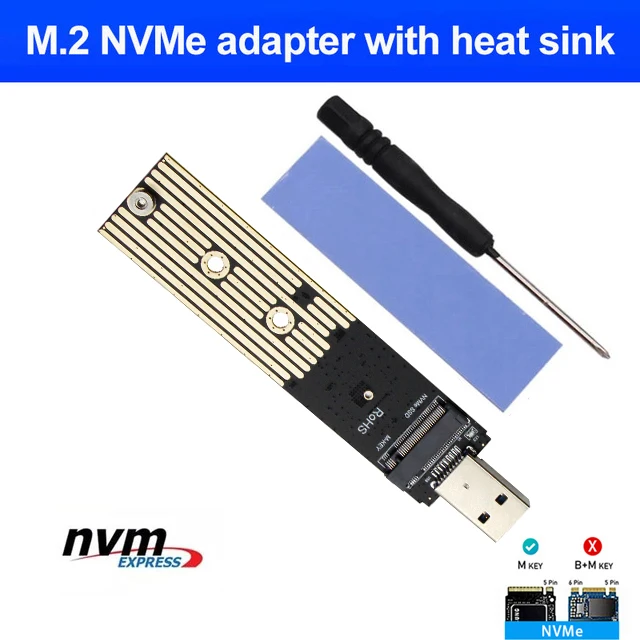 Adaptateur M2 NVME - Adaptateur M.2 NVMe vers USB 3.1 SSD, carte interne PCI E vers USB A 3.0 ...