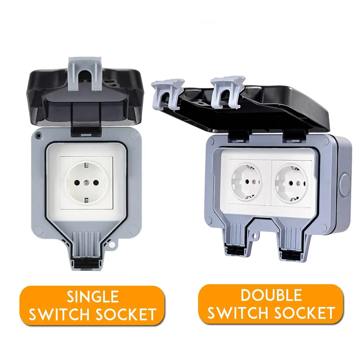 IP66 Single/Double Weatherproof Waterproof Outdoor Wall Power Socket ...