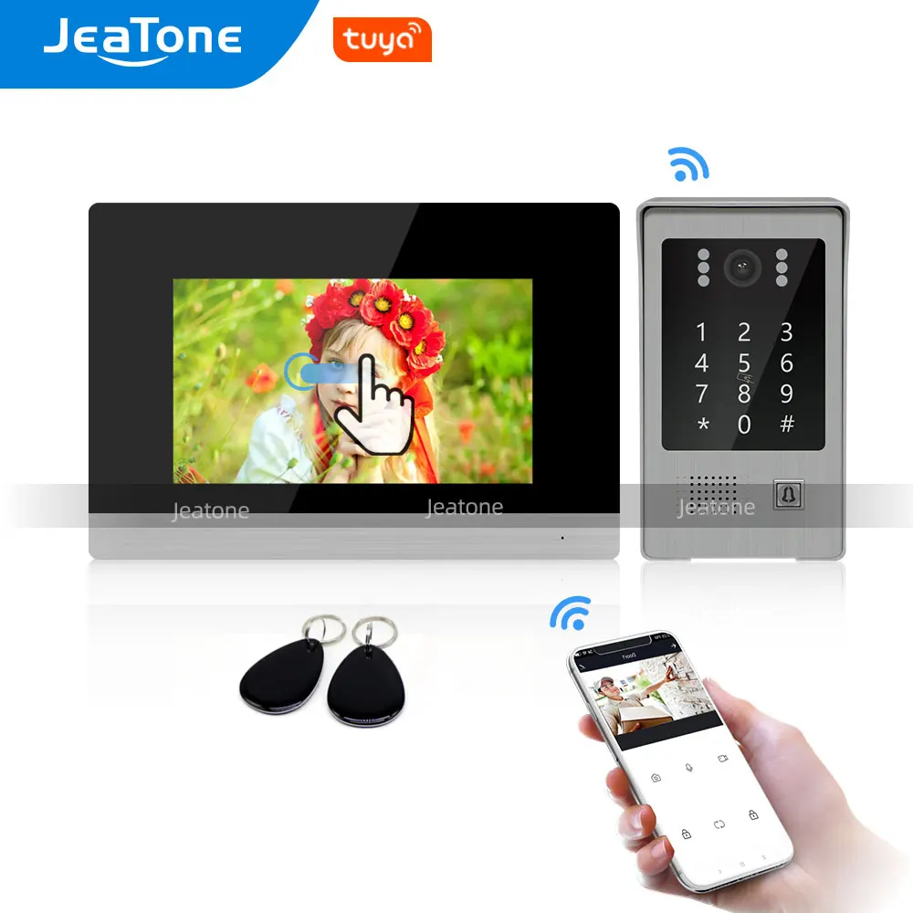 Tuya Smart Free App WiFi 7'' Touch Screen IP Video Door Phone Intercom ...