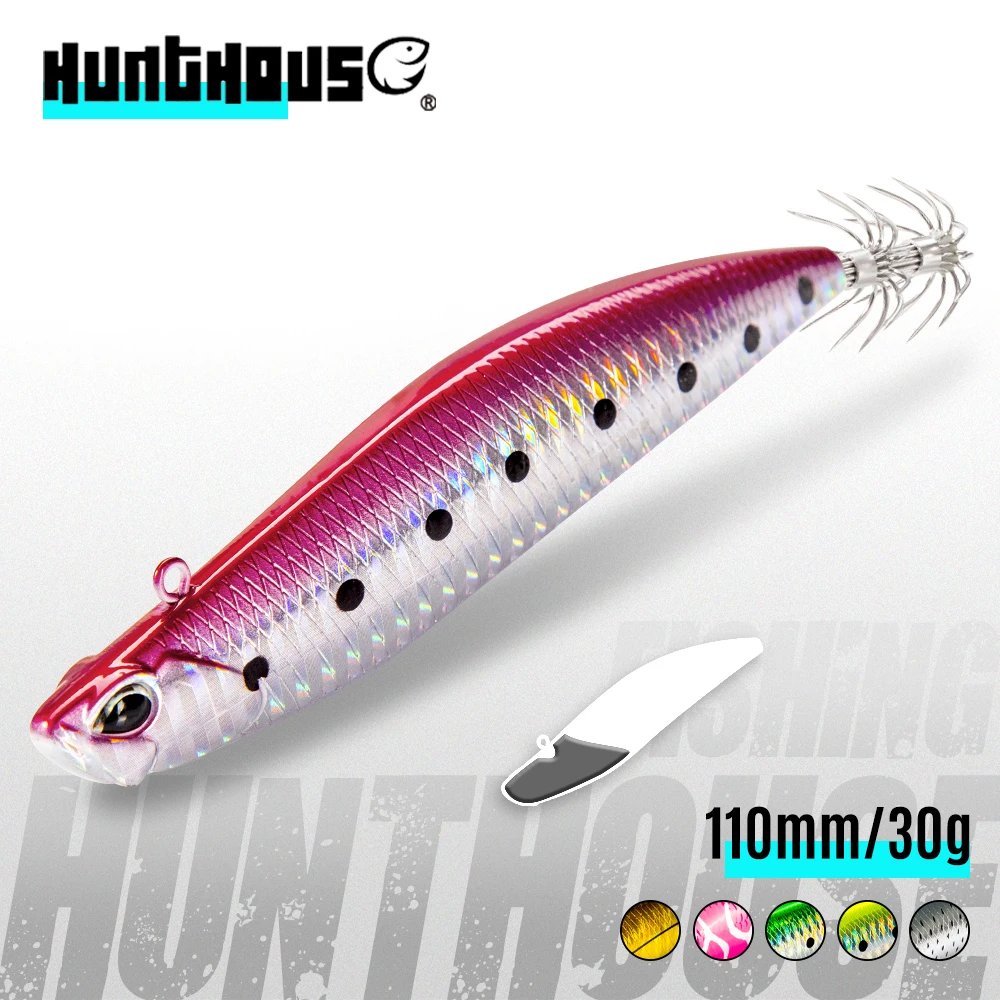 Hunthouse Squid Jigs Fishing Lures Sinking Egi Hook Jigging Trolling Hard Bait 110mm 26.7g For ...