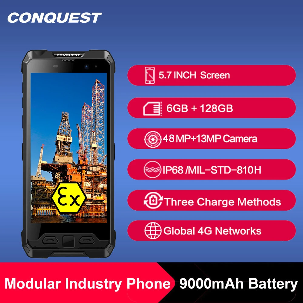 Conquest S19 Atex 48mp Camera Ip68 Waterproof Android Rugged Smartphone ...