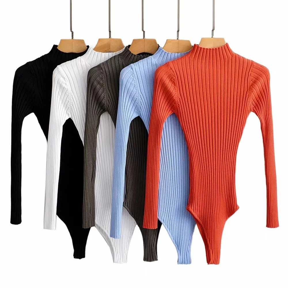 Bodysuit-feminino-linha-de-malha-colla-de-manga-longa-preto-branco-azul ...