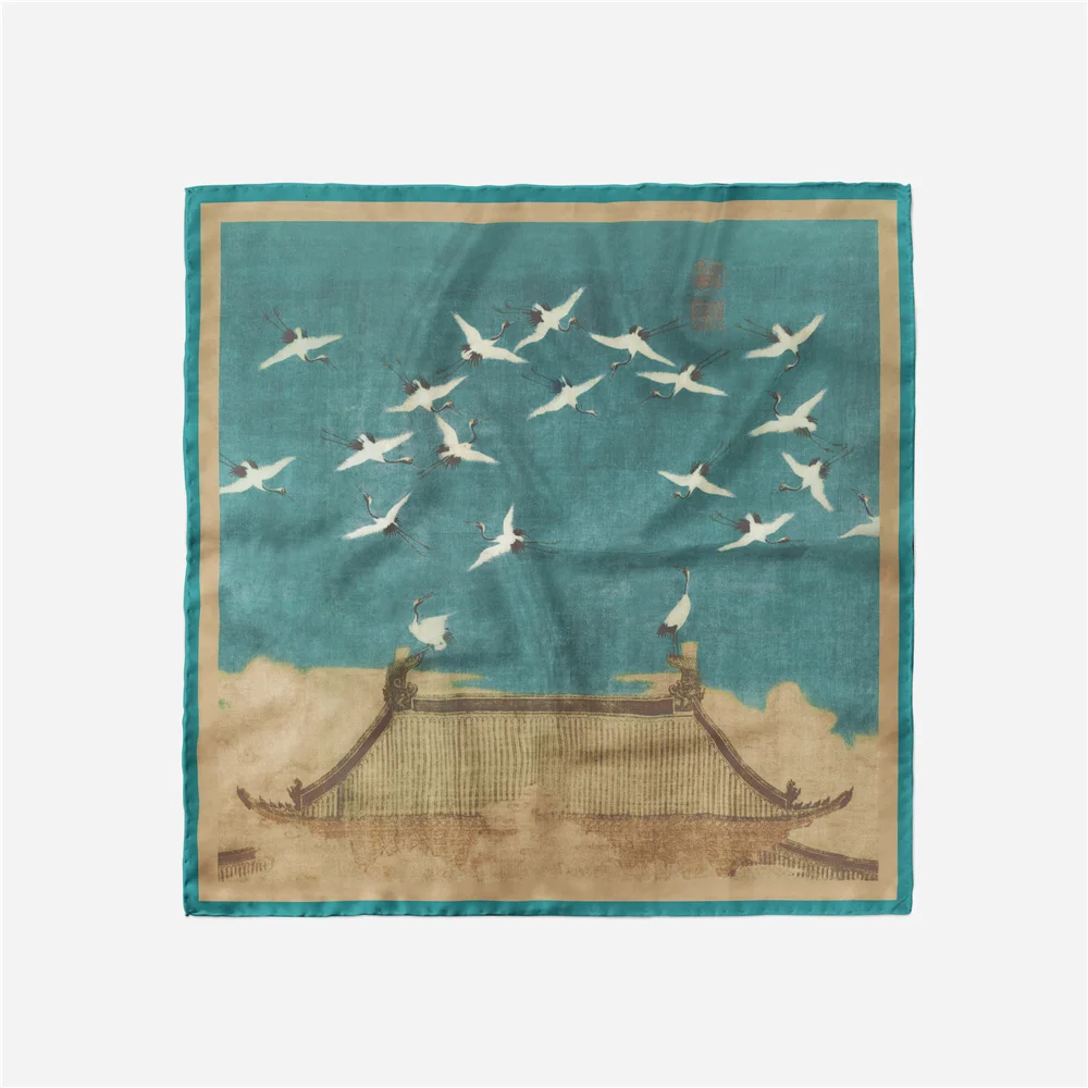 Foulard carré en sergé pour femme, petit hijab, 53cm