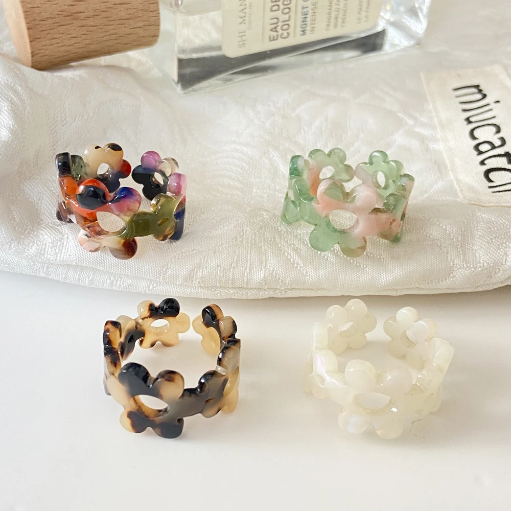 Anillos de flor de ácido acético para mujer, joyería de moda Vintage ...