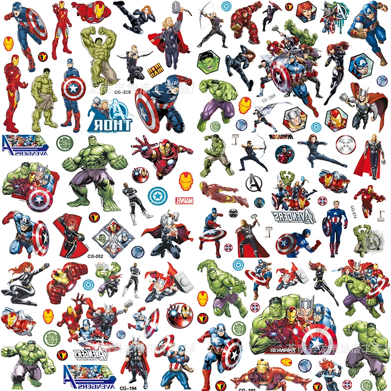 Original-Marvel-Hero-Tattoo-Stickers-Disney-Spider-Man-Iron-Man-The ...
