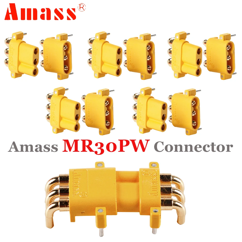 5pair AMASS MR30PW MR 30 PCB 3 핀 PCB 남성 여성 2mm 총알 커넥터 RC Lipo 배터리 Multicopter 비행기 자동차 장난감에 대 한 ...