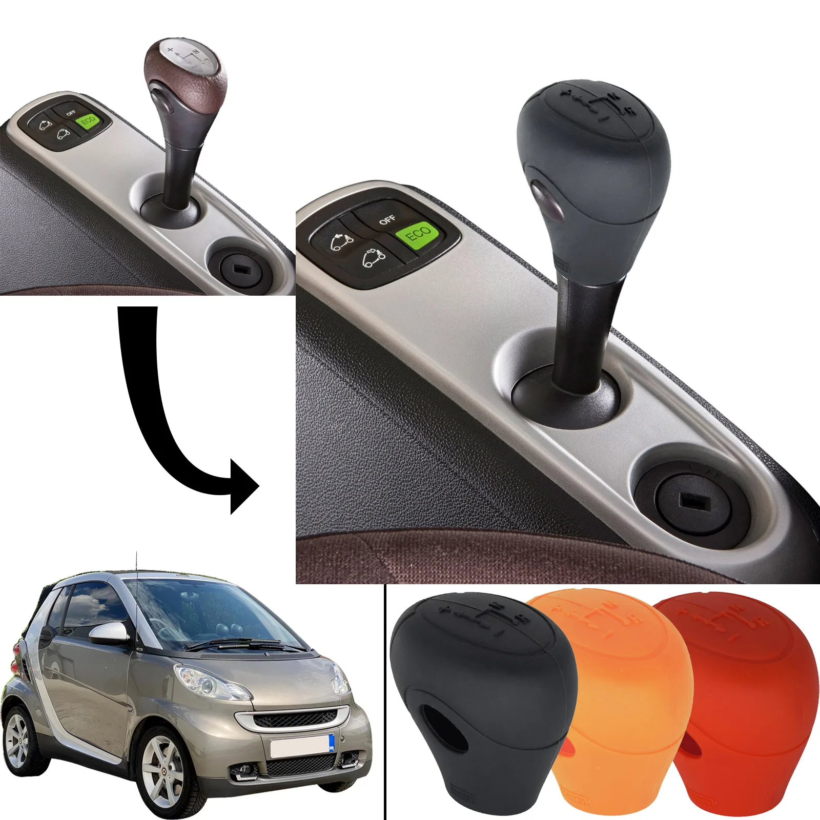Apktnka-Car-Shift-Gear-Switch-Knob-Cover-For-Smart-Fortwo-Roadster-450 ...