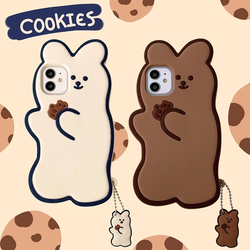 Cookie Bear 3D Cartoon Soft Silicone Phone Case - KawaiiMerch.com