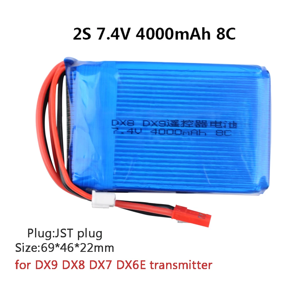 RC-7-4V-4000mAh-8C-Transmitter-Lipo-Battery-JST-plug-for-Spektrum-DX9 ...