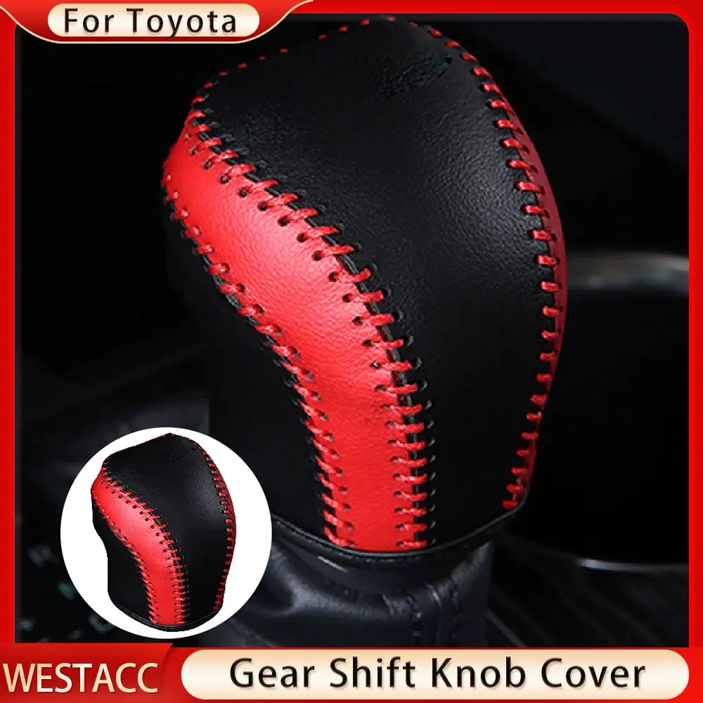 Genuine-Leather-Car-Gear-Collars-Case-Gear-Shift-Knob-Head-Cover-for ...