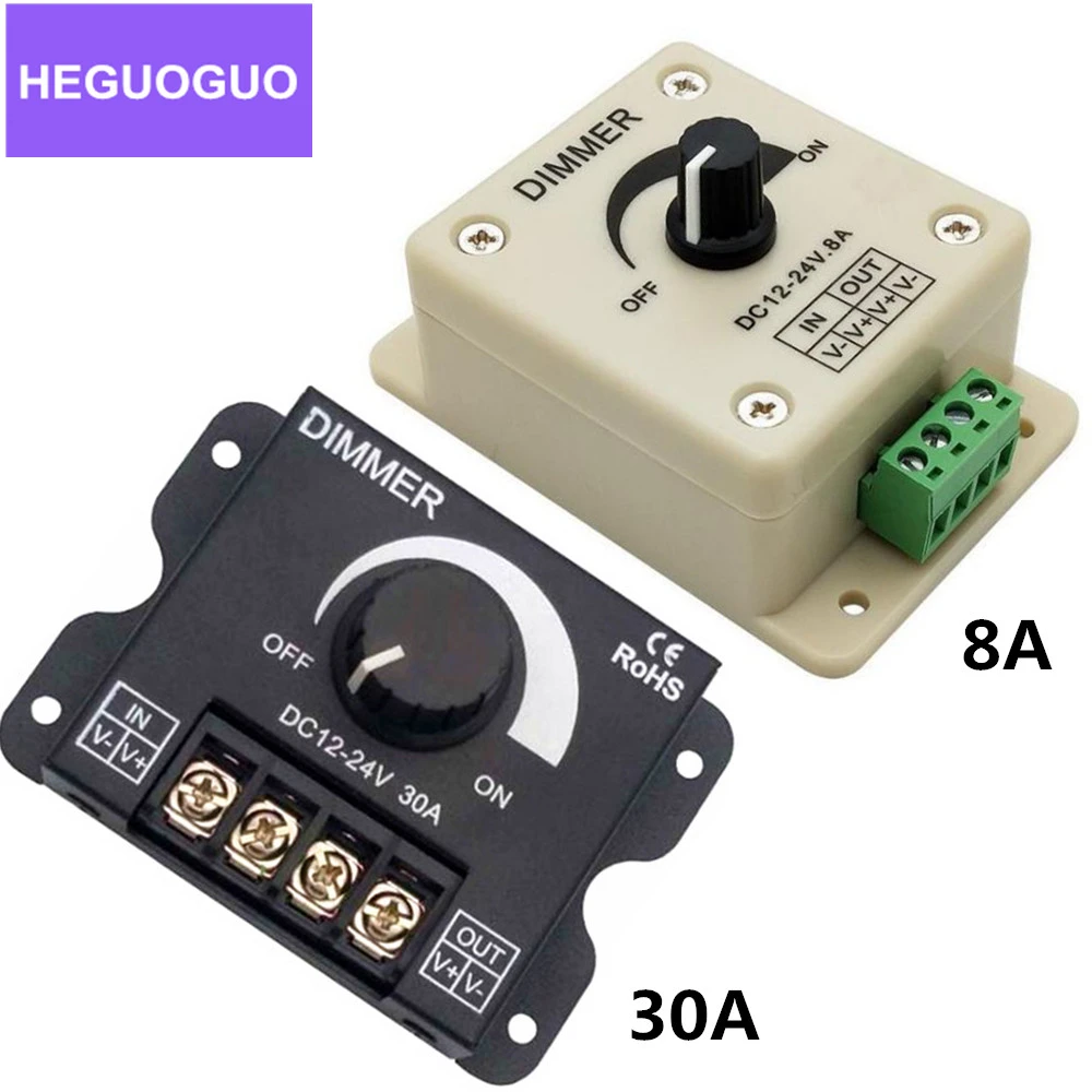 12v 24v Voltage Led Dimmer Switch 8a Plast / 30a Aluminum Regulator ...