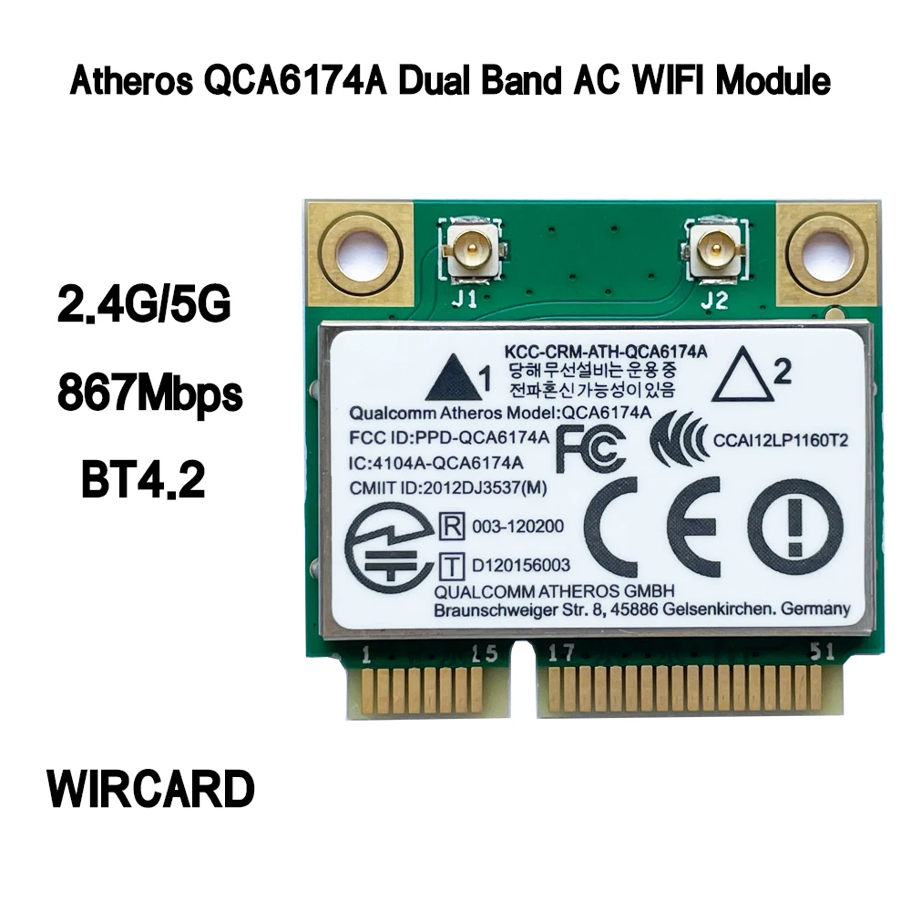 WIRCARD-Atheros-QCA6174A-Dual-Band-AC-WIFI-Module-WIFI-Adapter-mini-PCI ...