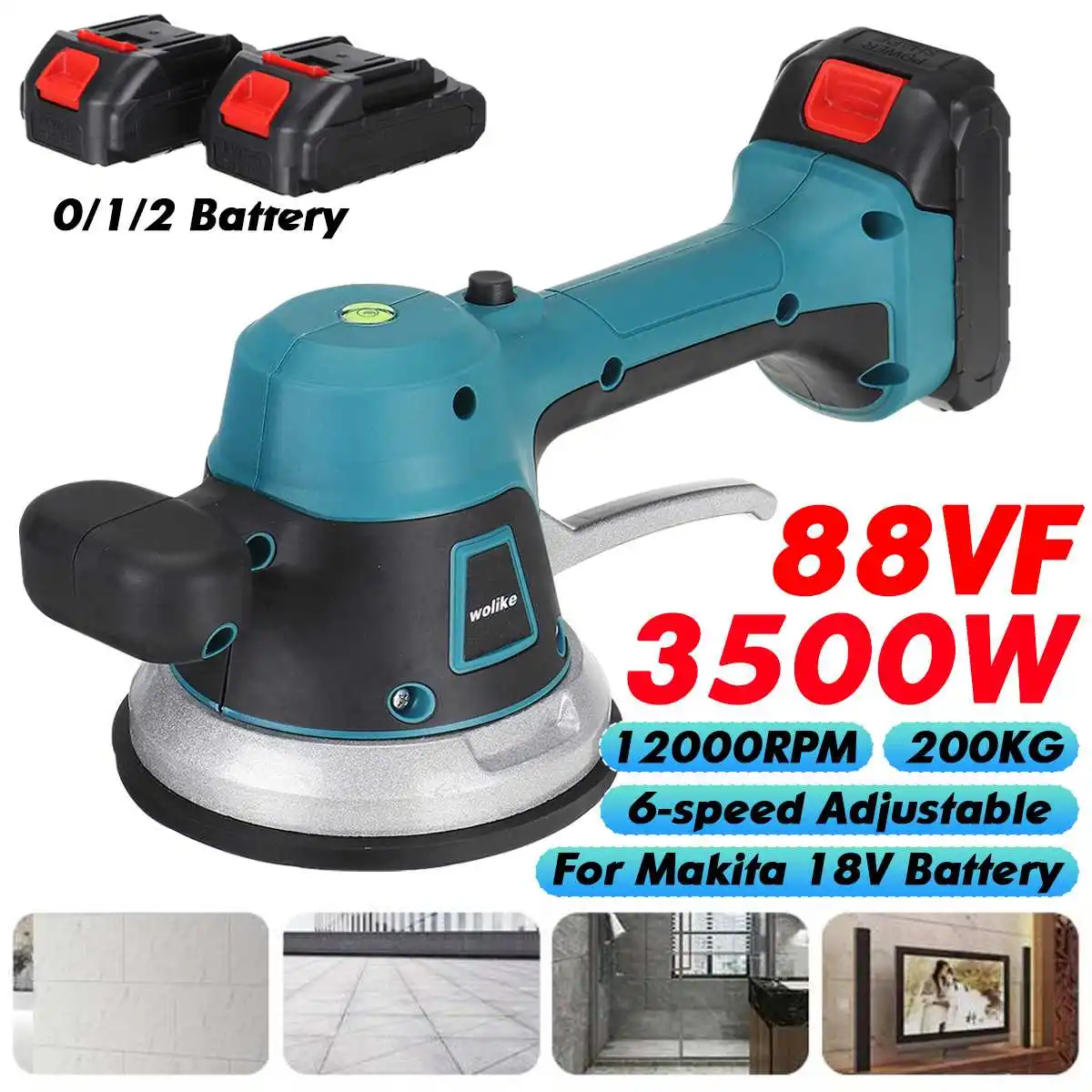 Tile Vibrator 3500W Tiles Floor Plaster Machine Tile Laying 2xBattery Tile Vibrator 3500W Tiles Floor Plaster Machine Tile Laying 2xBattery