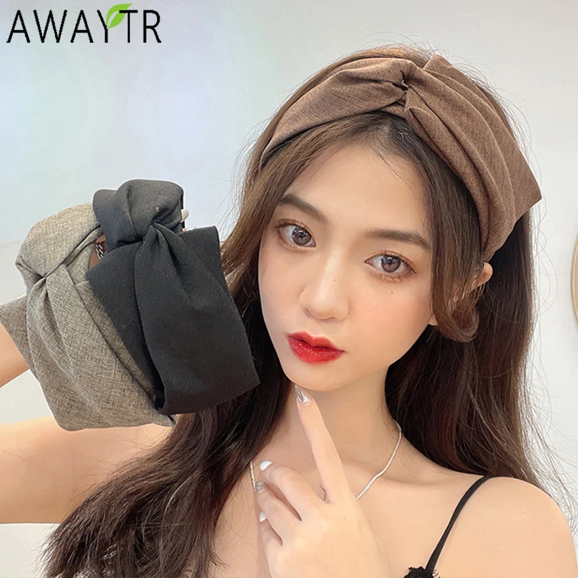 AWAYTR Diadema cruzada con lazo para mujer, accesorios para el cabello ...