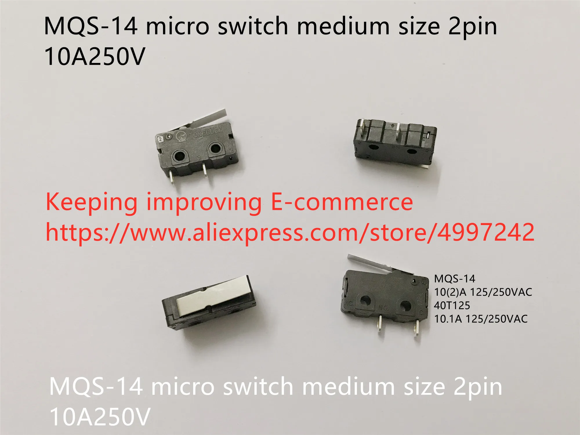 새로운 원래 100% MQS 14 마이크로 스위치 중간 크기 2pin 250V10A|스위치| - AliExpress