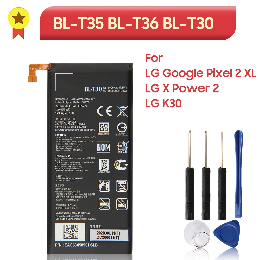 정품 BL T35 BL T36 BL T30 휴대폰 배터리, LG 구글 픽셀 2 XL 3 월리 K30 X410TK X410 피닉스 ...