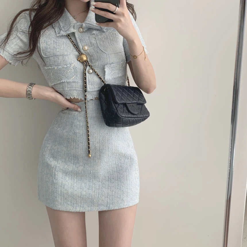 Women-Summer-Two-2-Piece-Set-Korean-Style-Elegant-Single-Breasted ...
