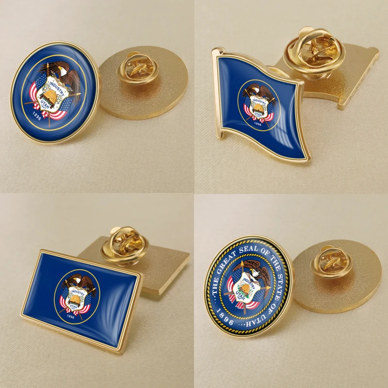 Seal of Utah State of United States America Map Flag Lapel Pins Broochs ...