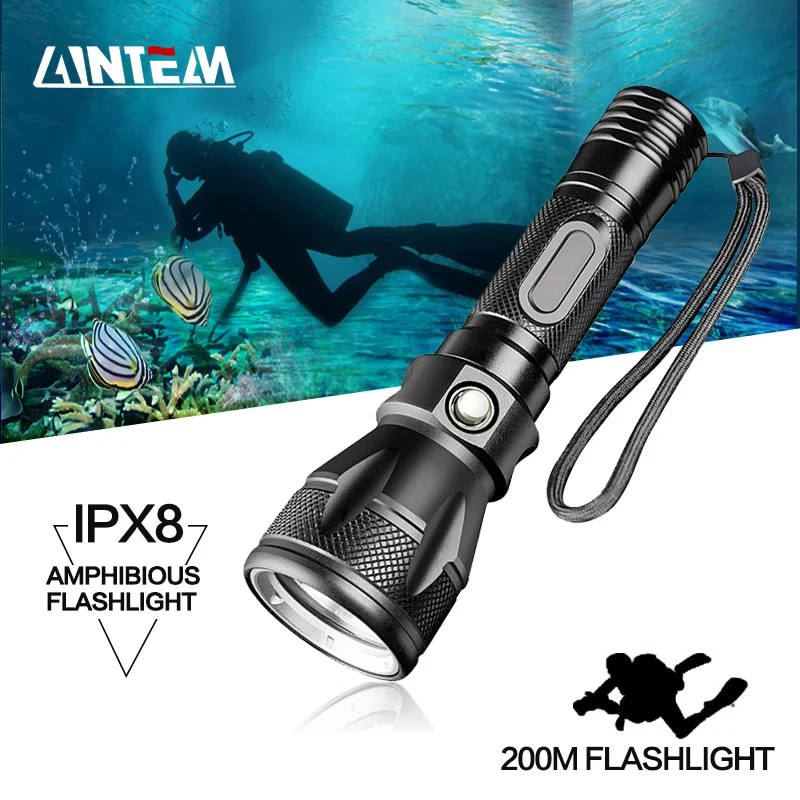 LUZ DE BUCEO IPX8 impermeable, 200 metros, T6/L2, linterna LED ...