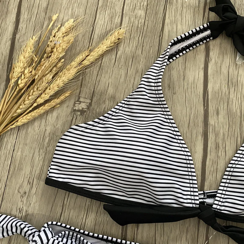 New Sexy Striped Beach Bikini Set Miggon