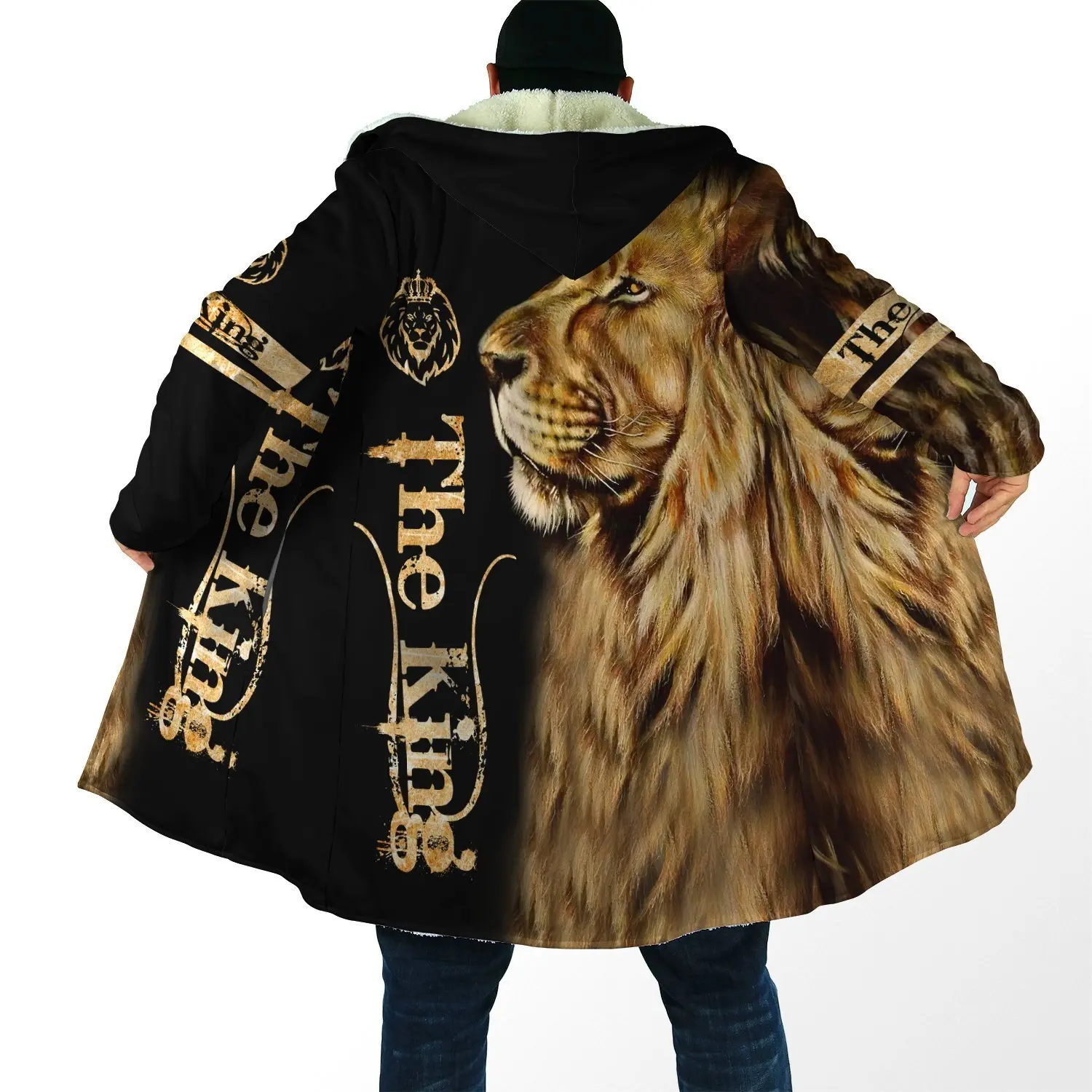 2021 Winter Fashion Mens Cloak Love Animal Lion 3d Printing Thick ...