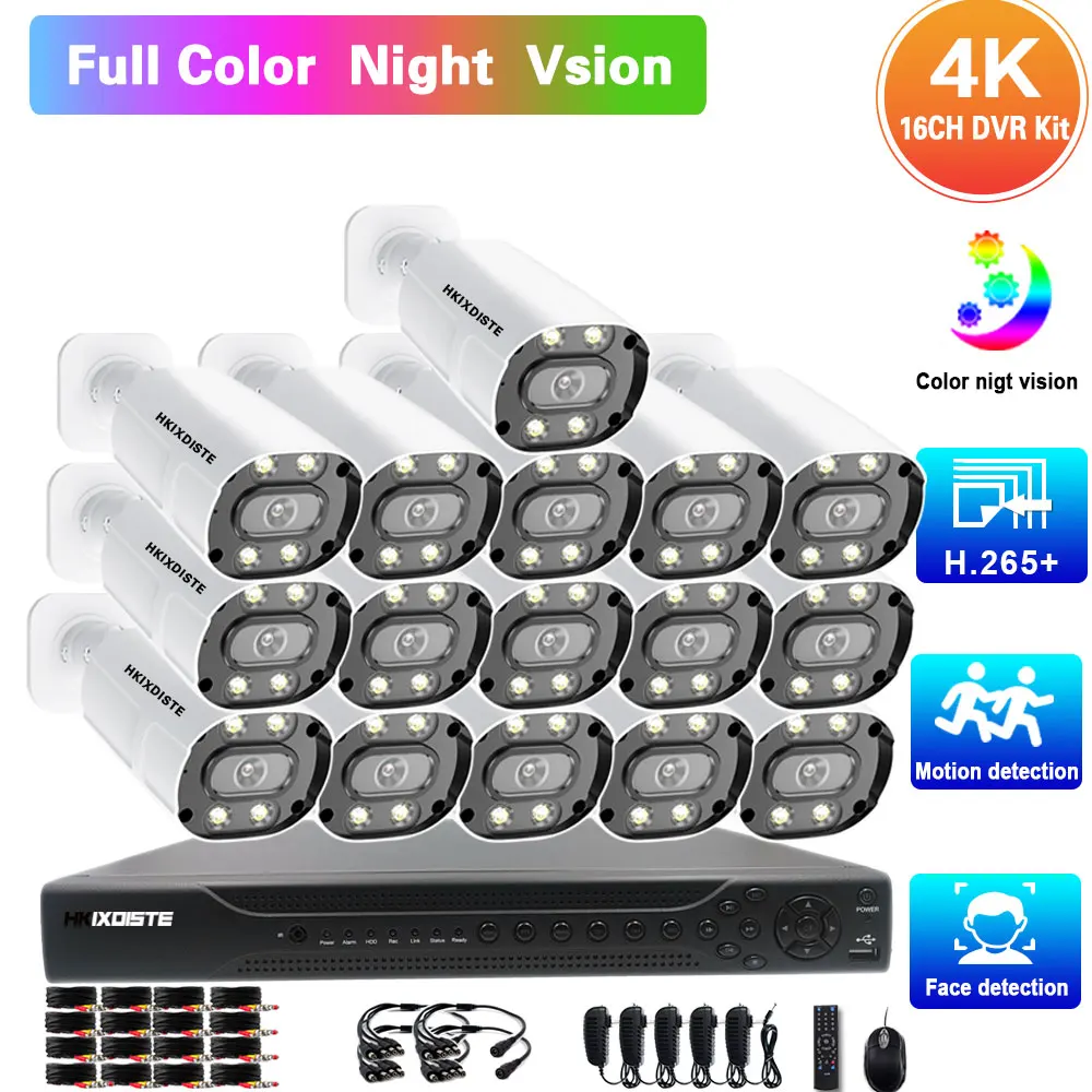 8MP 16 Channel AHD CCTV System Full Color Night Vision Security Camera ...