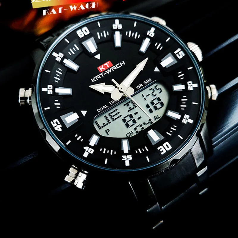 KAT-WACH-Men-Wrist-Sports-Watches-For-Men-50M-Waterproof-Steel-Military ...