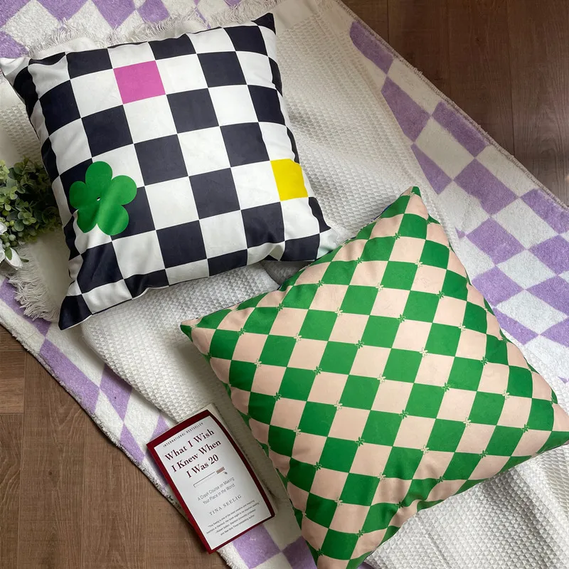 Cutelife nórdica tela verde de celosía funda de almohada para ...