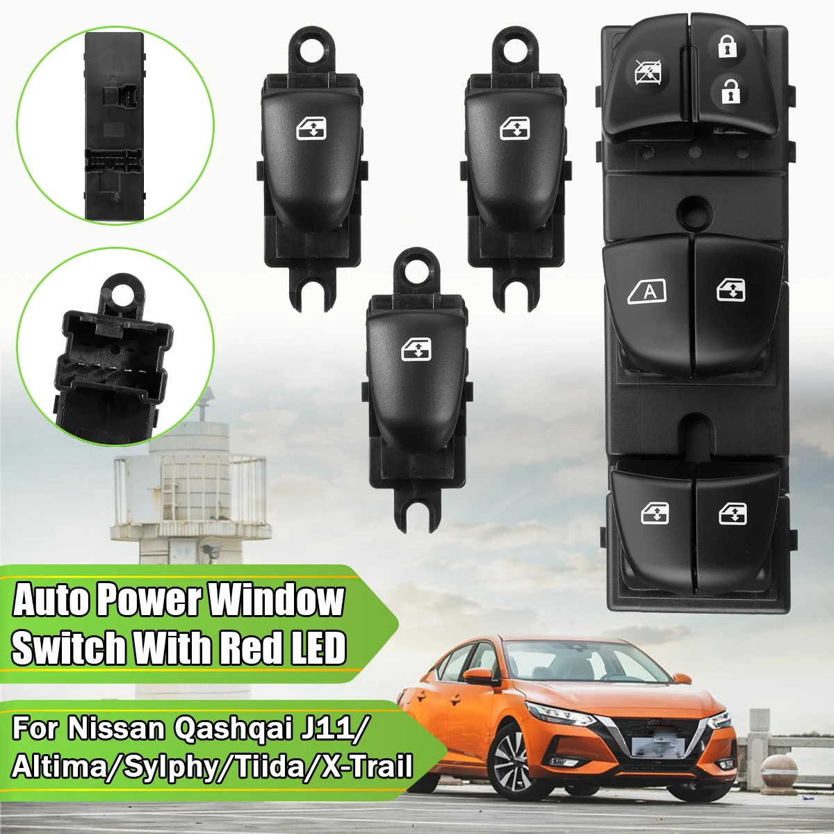 7 Led Electric Power Window Switch For Nissan Qashqai J11/altima/sylphy ...