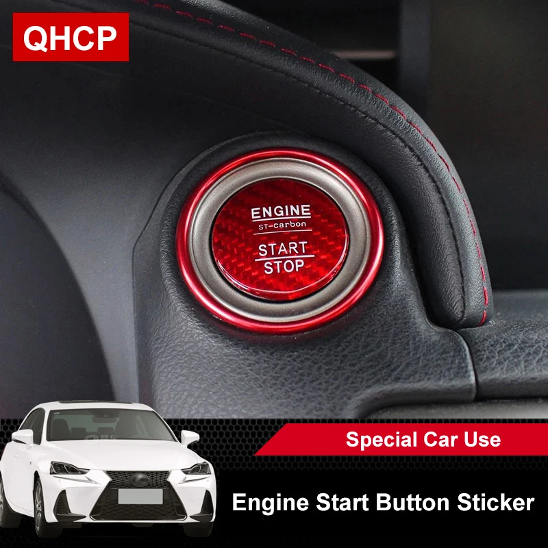 QHCP Engine Start Stop Switch Button Cover Sticker Ring Carbon Fiber ...