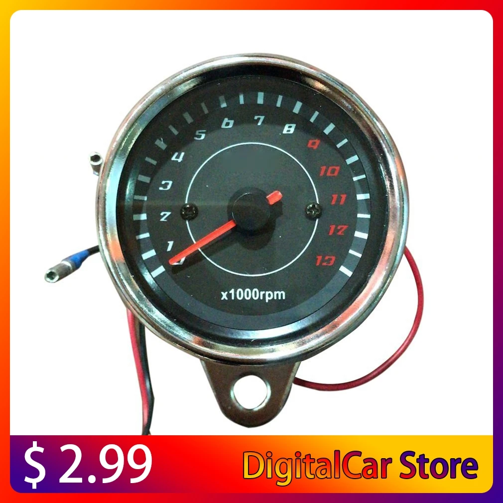 12v Universal Motorcycle Tachometer Meter Led Backlight 13k Rpm Shift ...