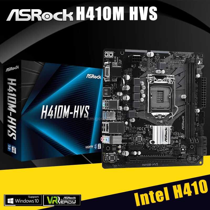 Asrock H410m-hvs Motherboard Intelh410 Slot Lga 1200 Ddr4 64gb Pci-e 3. ...