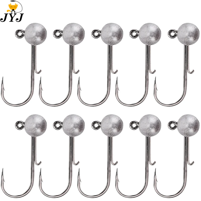 10pcs/lot NED head jigs hook 1g-20g All size Round Ball Jig Head Hook ...