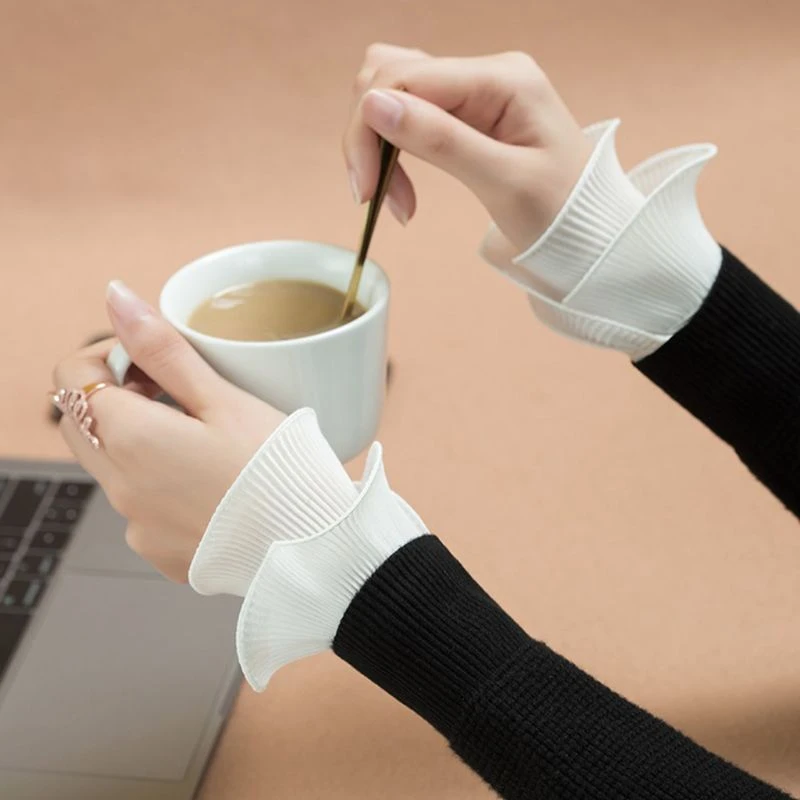 New Detachable Shirt Pleated Flare Sleeve False Cuffs Solid Color ...