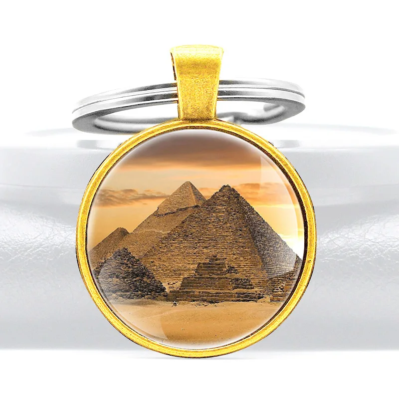 Antique-Classic-Egyptian-Pyramids-Glass-Dome-key-Chains-Charms-Retro ...