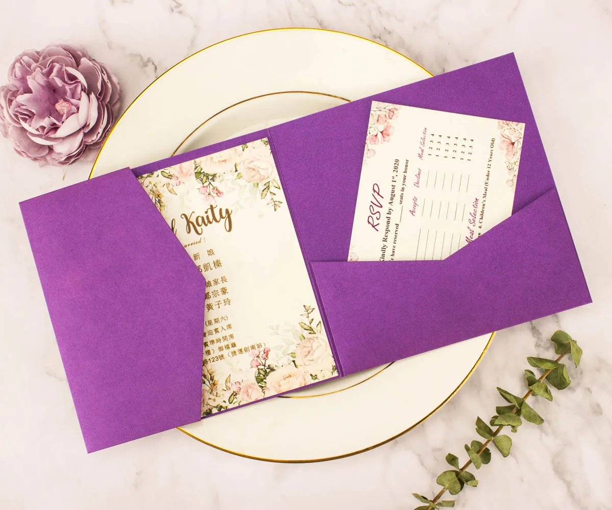 100pcs-pocketfold-cards-tri-fold-Laser-Cut-pearl-paper-Wedding ...