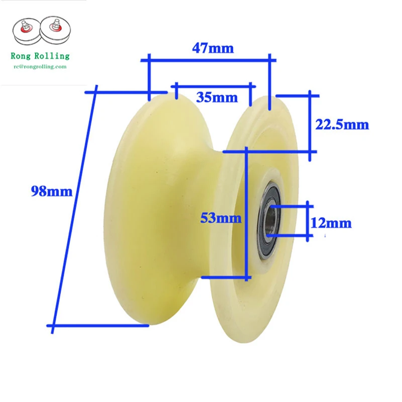 4 Inch Sliding U-grooved Nylon Roller,u-groove Diameter 30mm ...