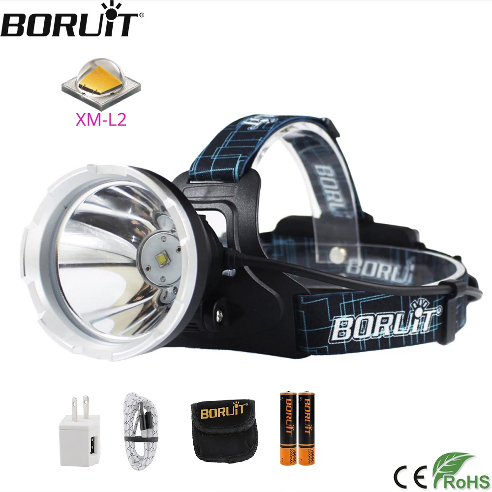 Boruit B10 Xm-l2 Led Powerful Headlamp 3-mode 6000lm Headlight ...