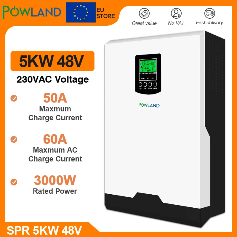 POWLAND 5KW Solar Inverter Reine Sinus Welle 220VAC Ausgang Gebaut in ...