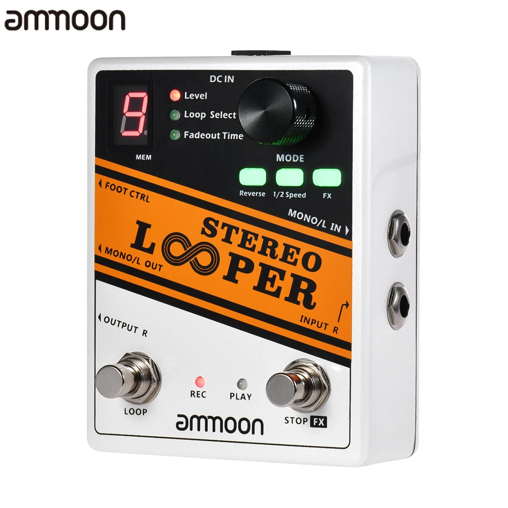 Ammoon pock loop looper pedal efeito guitarra estéreo looper guitarra ...
