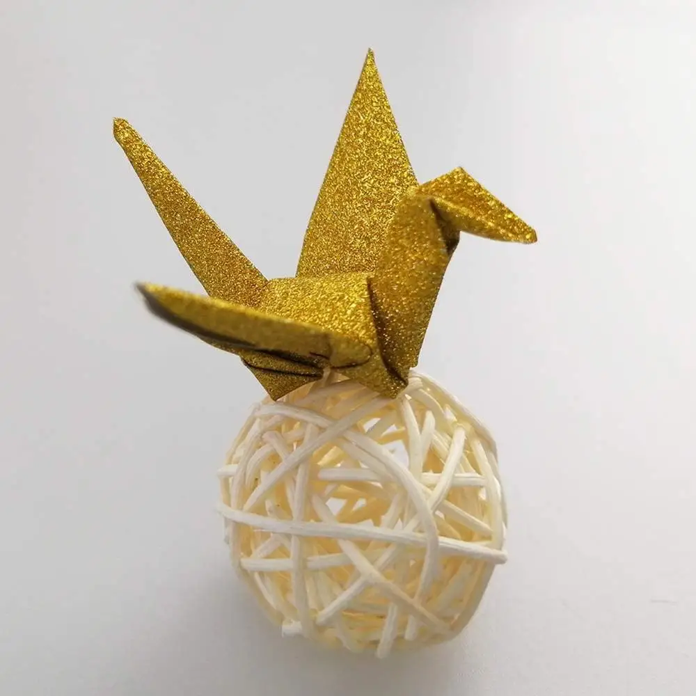 Golden Origami Paper Cranes