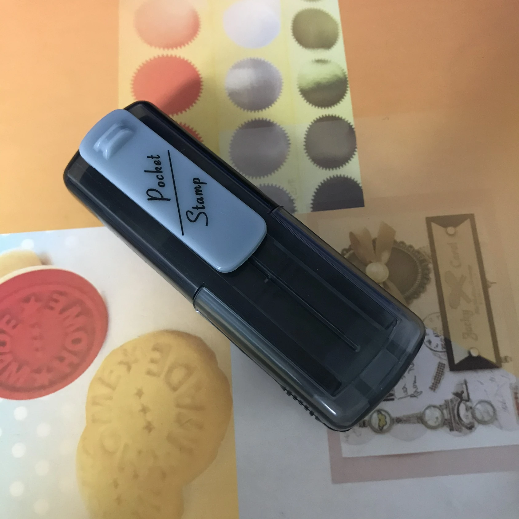 5Pcs-Rectangle-38x14MM-Mix-Color-Pocket-Stamp-Holder-plus-Rubber-Pad ...