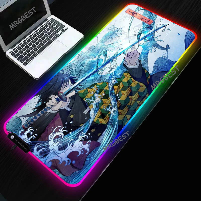 Demon slayer mouse pad rgb resistente, mouse japonês colorido e ...