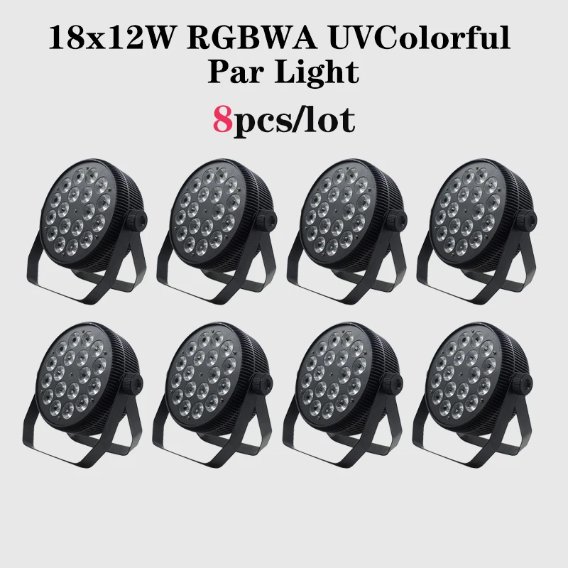 8ชิ้น/ล็อต18X18วัตต์อลูมิเนียมLED Par Light RGBWA UV 6IN1 LEDแผงDMX512 ...