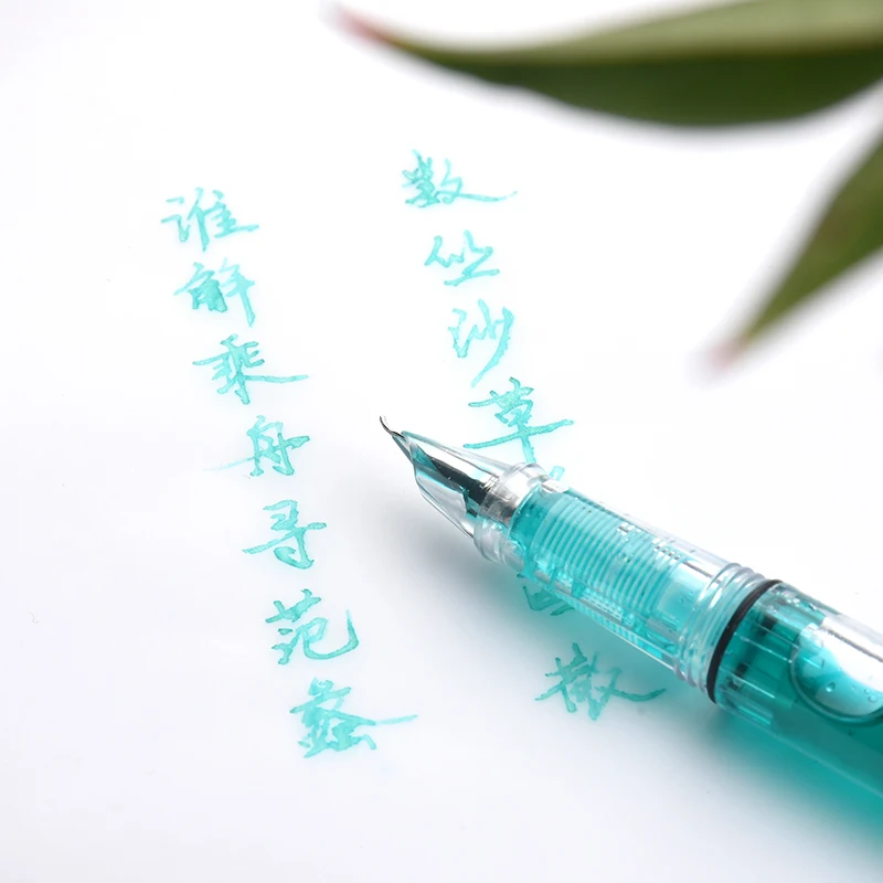 Piston Filler Transparent Fountain Pen Bent Nib 0.7mm Calligraphy Pen ...