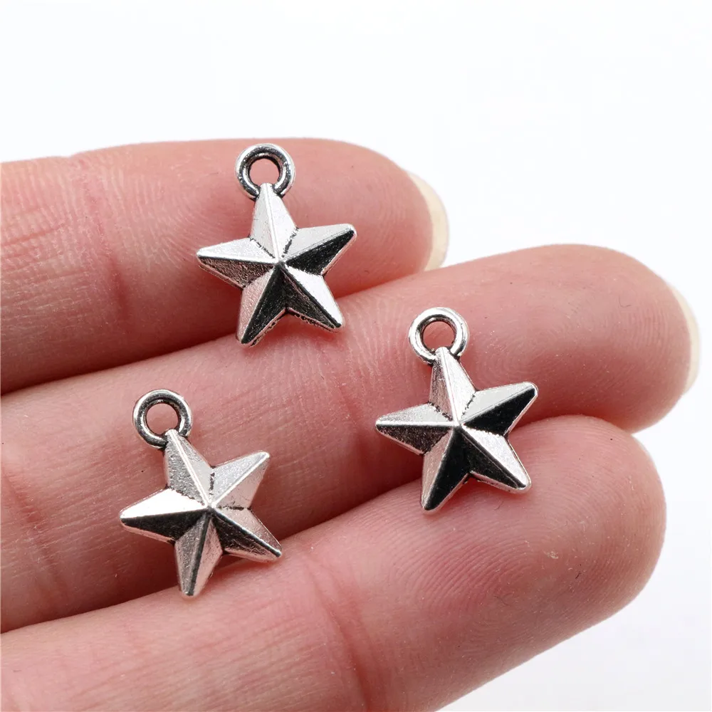 14x11mm 20pcs Antique Silver Plated Five Pointed Star Style Handmade ...