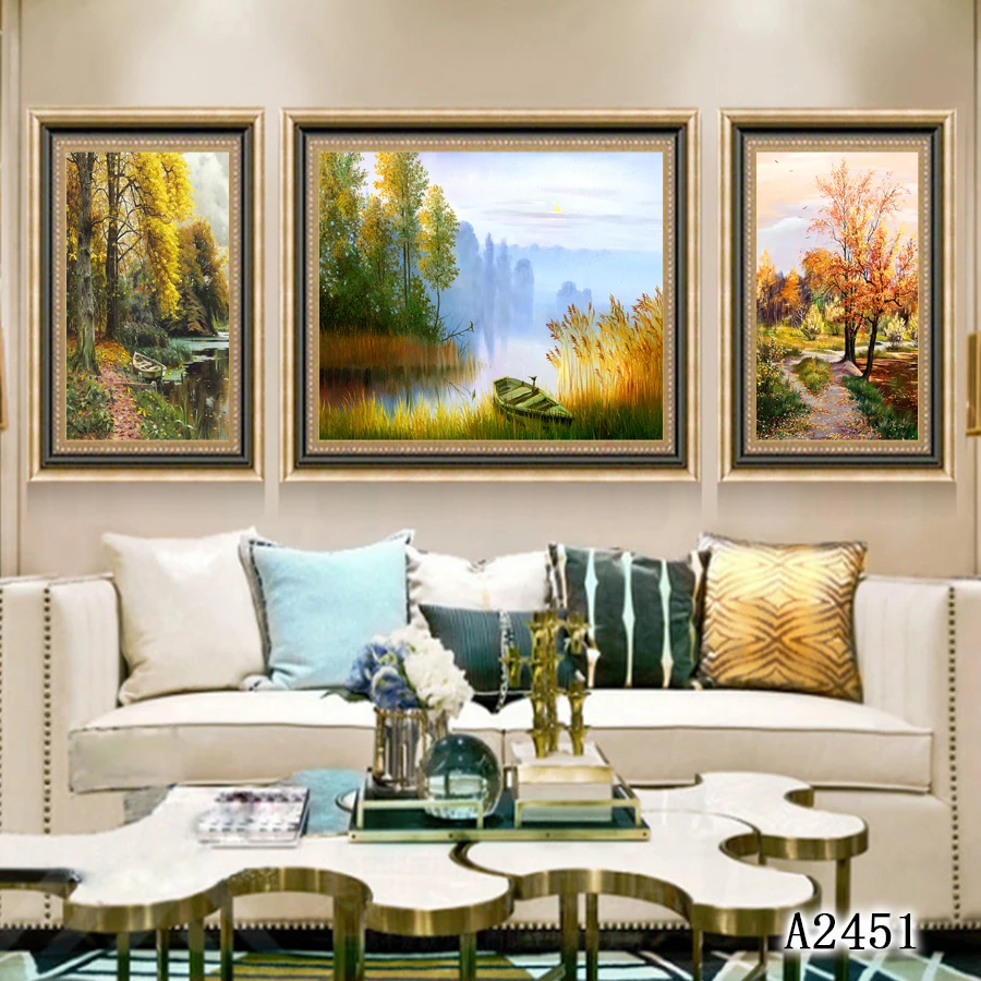 Modern Abstract Oil Painting Print on Canvas 3pcs Nature Tree Forest ...