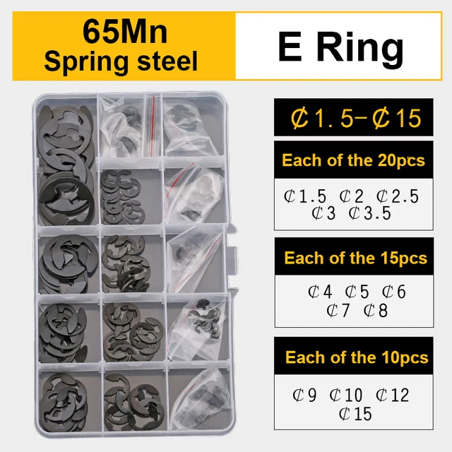 Circlips for Holes / Circlips for Shafts / E Ring Combination Set Clamp ...